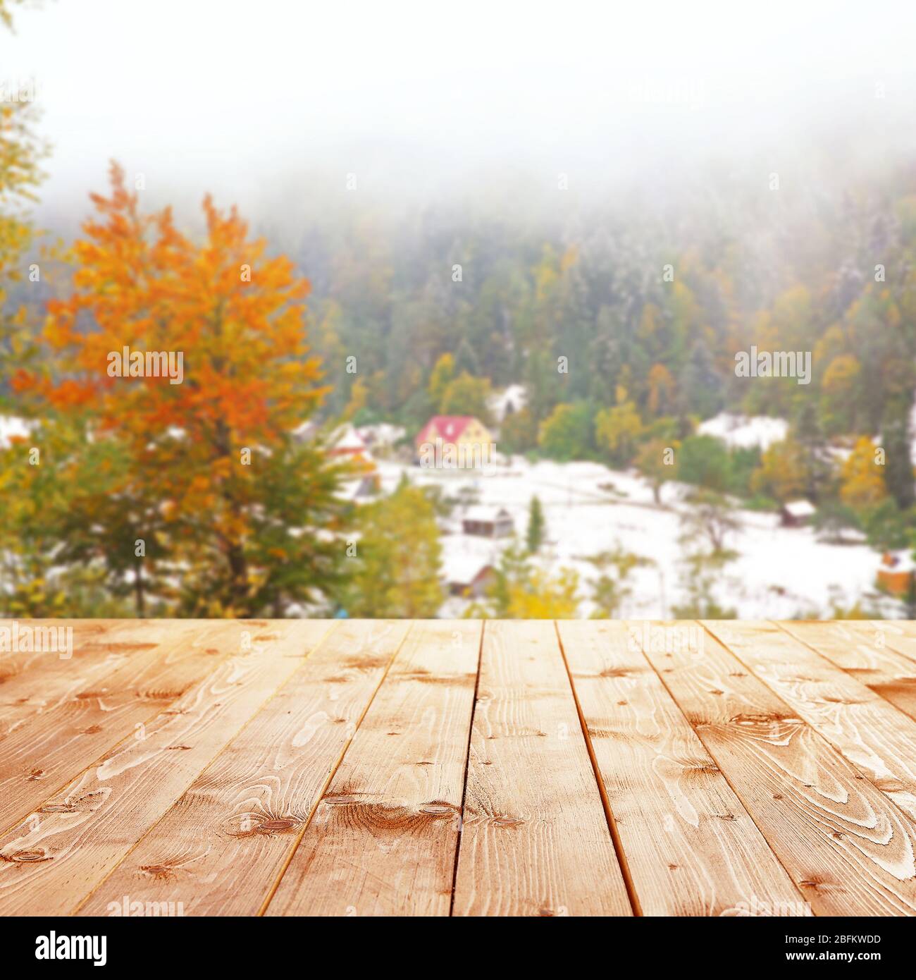 Beautiful nature background with wooden floor Stock Photo - Alamy