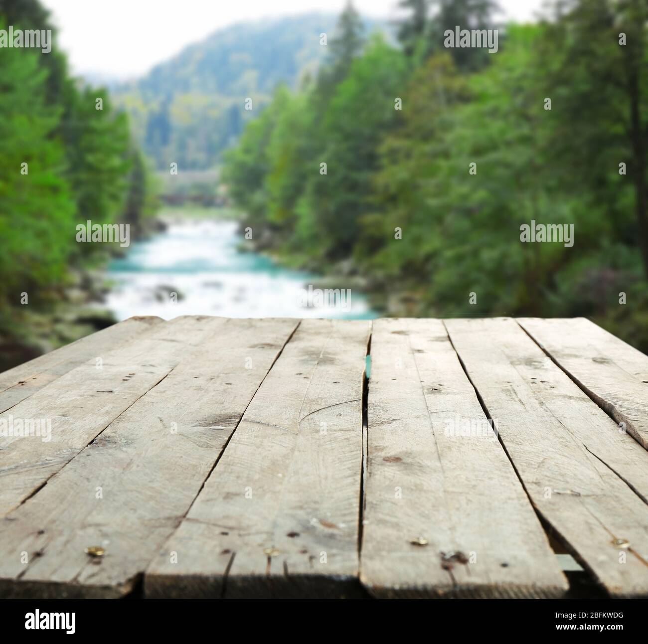 Beautiful nature background with wooden floor Stock Photo - Alamy