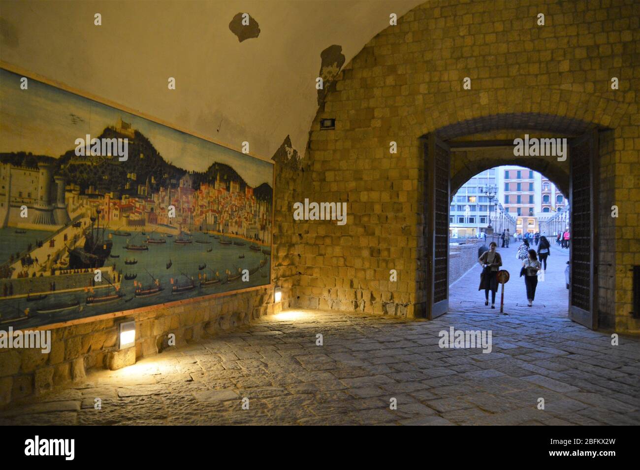 The entrance to a medieval castle in Naples, Italy Stock Photo - Alamy