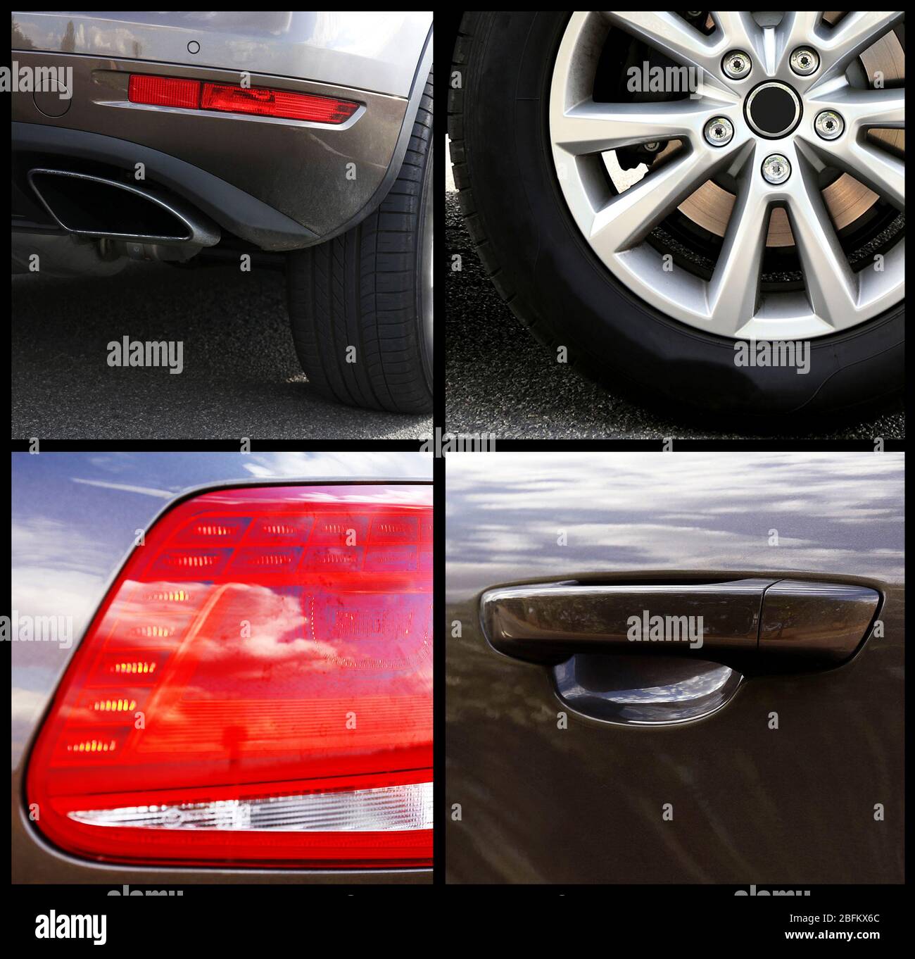 Modern car details in collage Stock Photo - Alamy