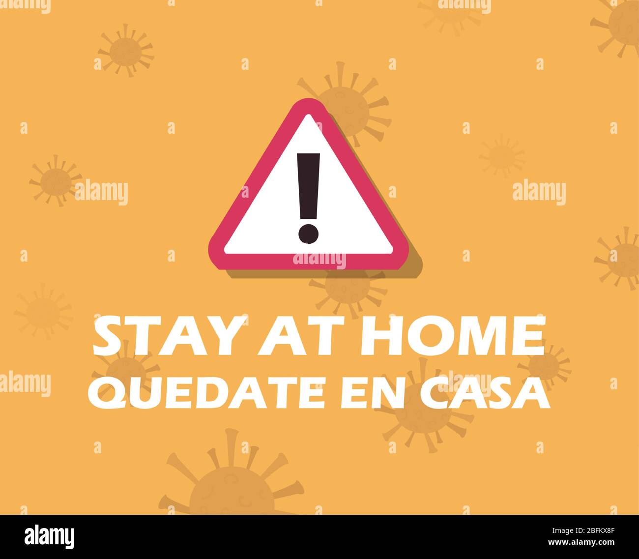stay at home design with warning sign icon over yellow background ...