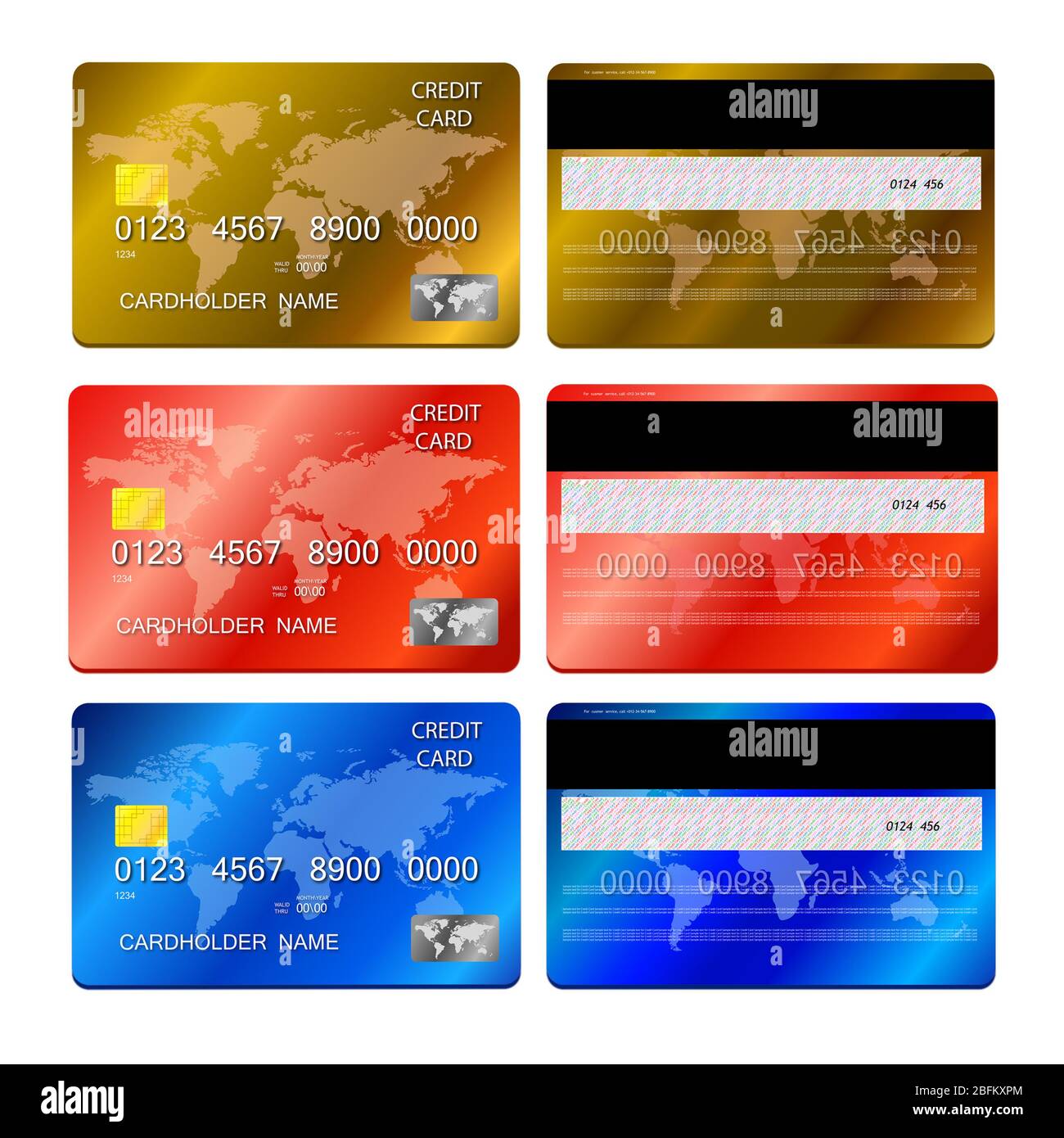 Vector illustration of detailed credit cards, isolated on white Stock ...
