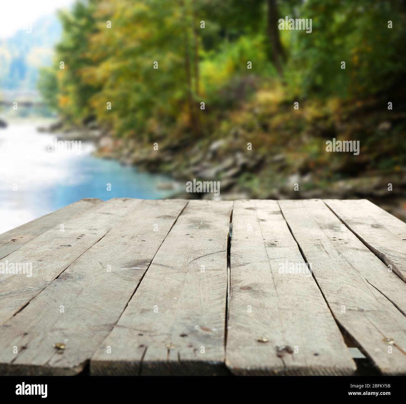 Beautiful nature background with wooden floor Stock Photo - Alamy