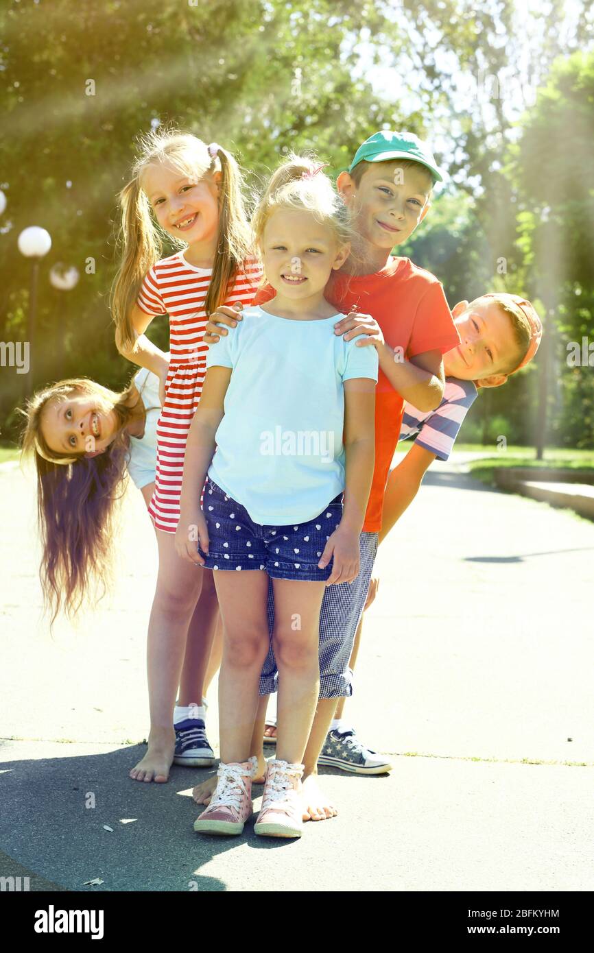 Happy active children in park Stock Photo - Alamy