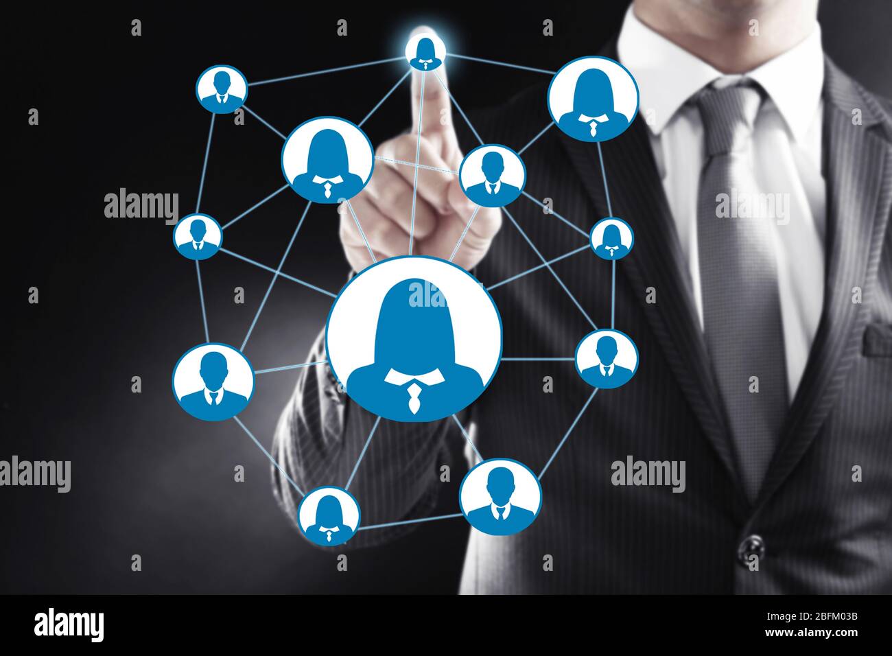 Hand with social network structure Stock Photo - Alamy
