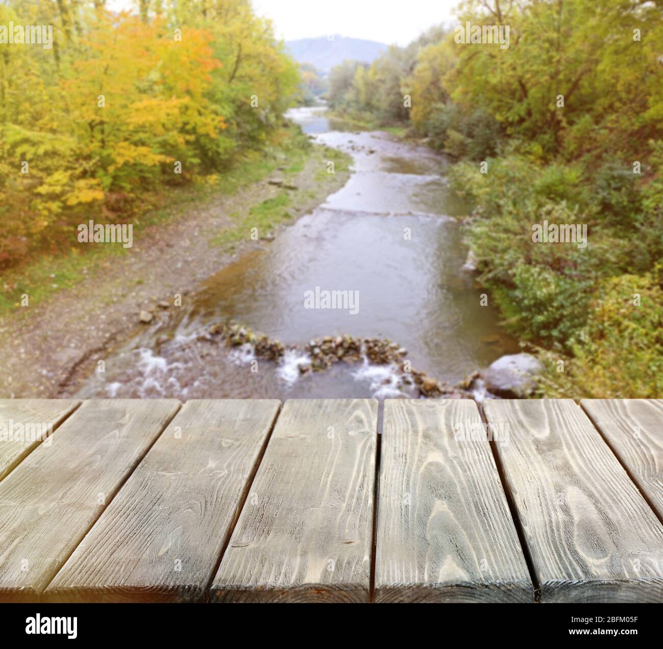Beautiful nature background with wooden floor Stock Photo - Alamy