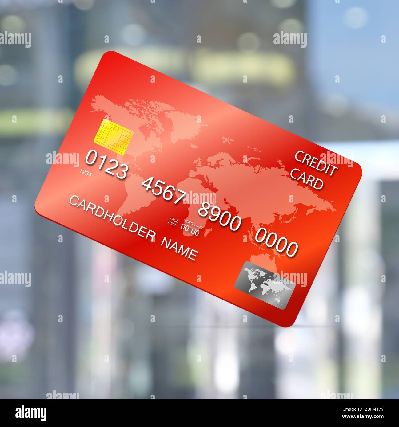 Vector illustration of detailed red credit card on abstract background ...
