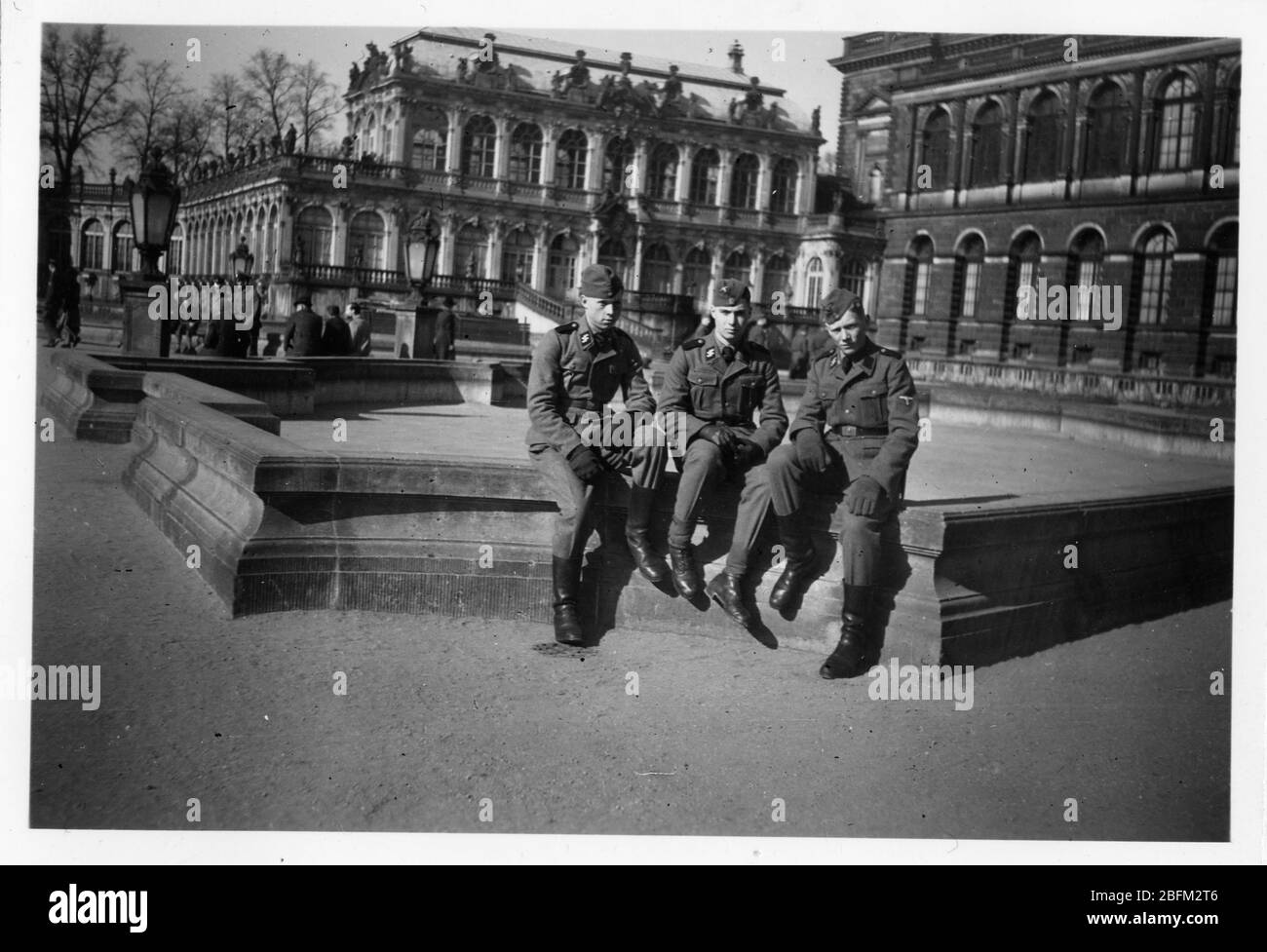 WW2 period, SS soldiers in Dresden, Theaterplatz, Germany Stock Photo ...