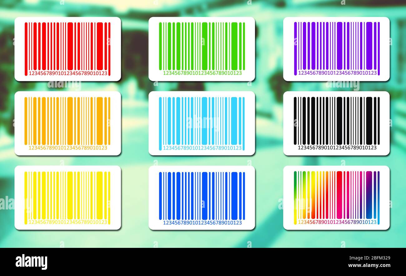 Bright bar codes on abstract background. Vector image Stock Photo - Alamy