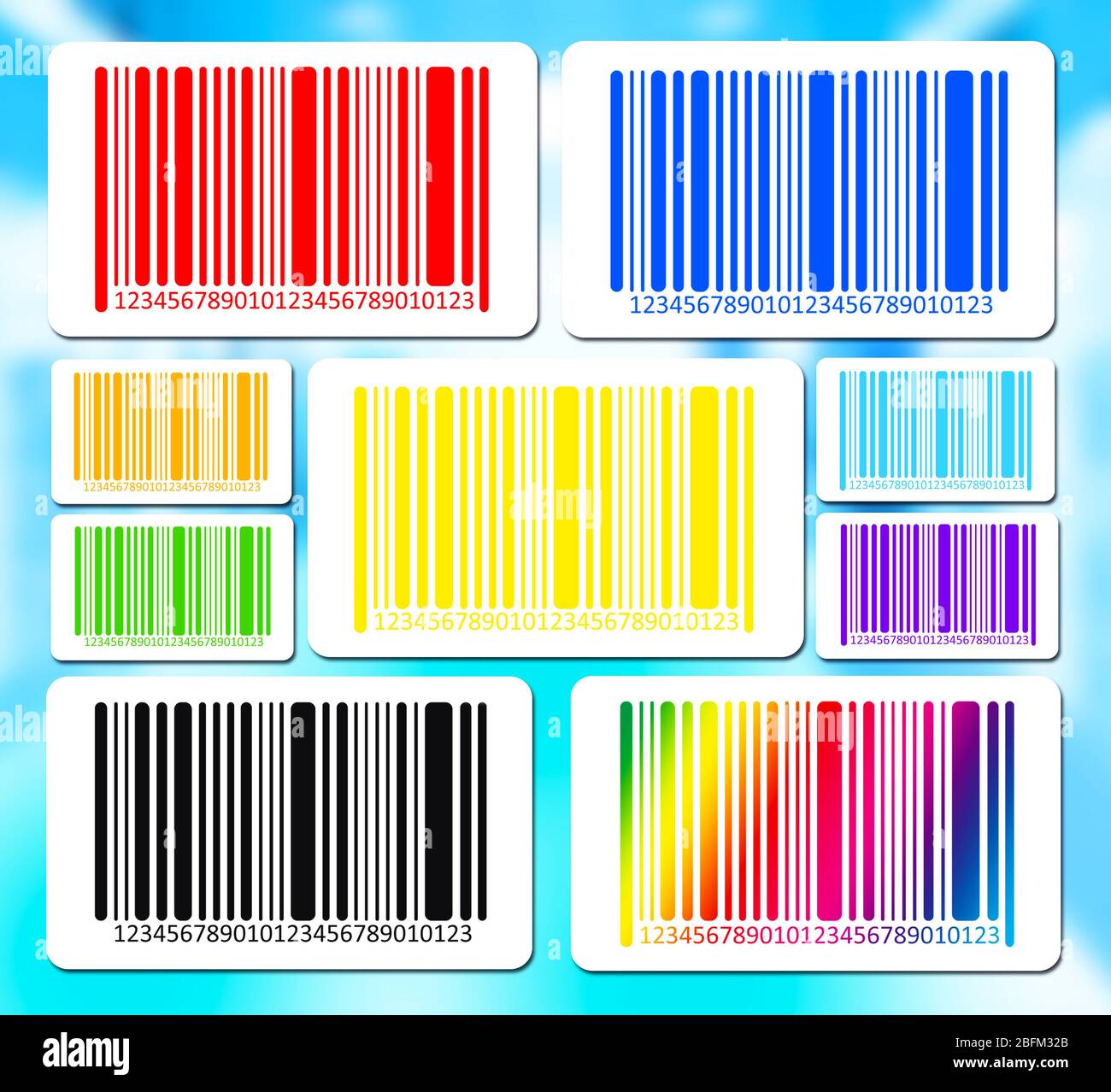 Bright bar codes on abstract background. Vector image Stock Photo - Alamy