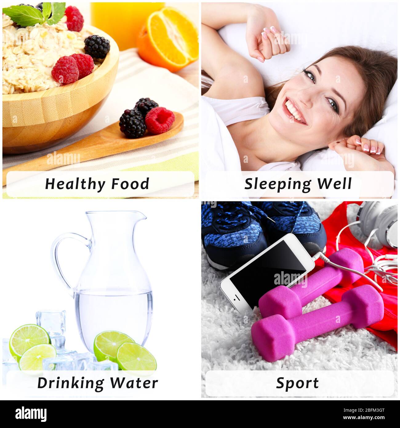 Collage of healthy lifestyle Stock Photo - Alamy