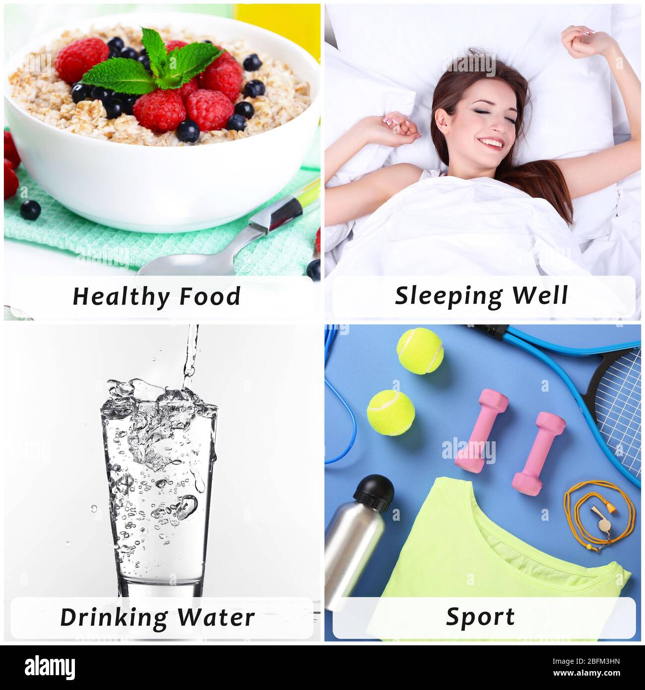 Collage of healthy lifestyle Stock Photo - Alamy