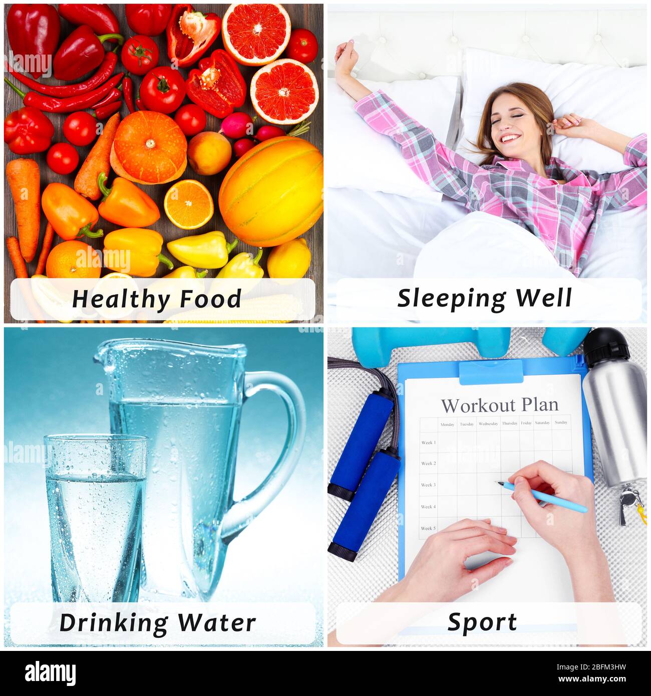 Collage of healthy lifestyle Stock Photo - Alamy