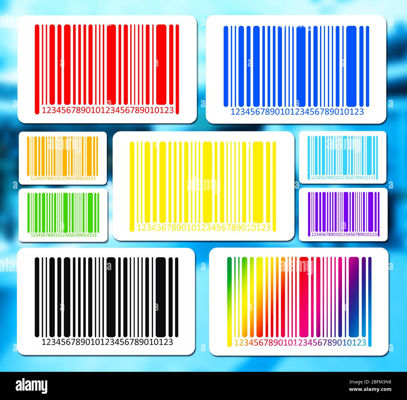 Bright bar codes on abstract background. Vector image Stock Photo - Alamy