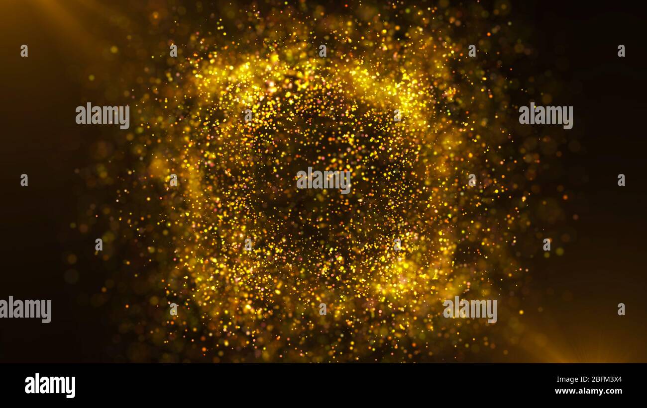 Explosion of golden particles. Computer graphics Stock Photo - Alamy