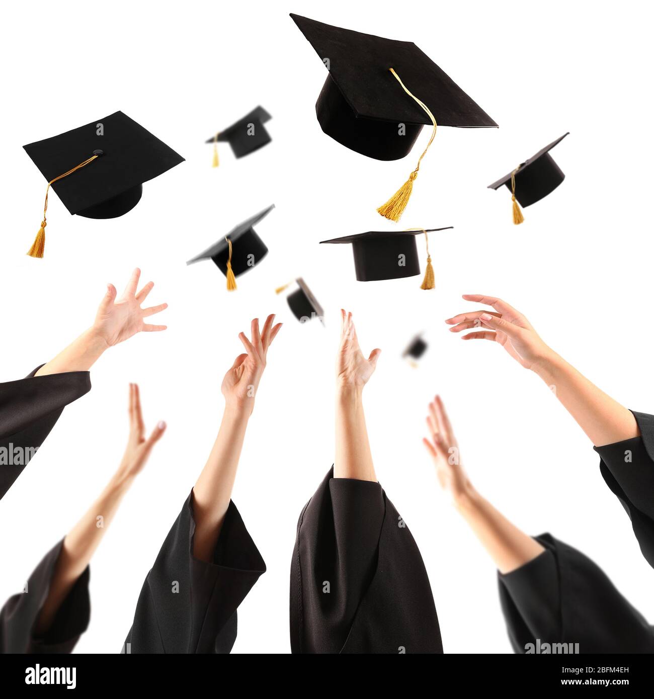 Graduation Cap Throwing Hands High Resolution Stock Photography and ...