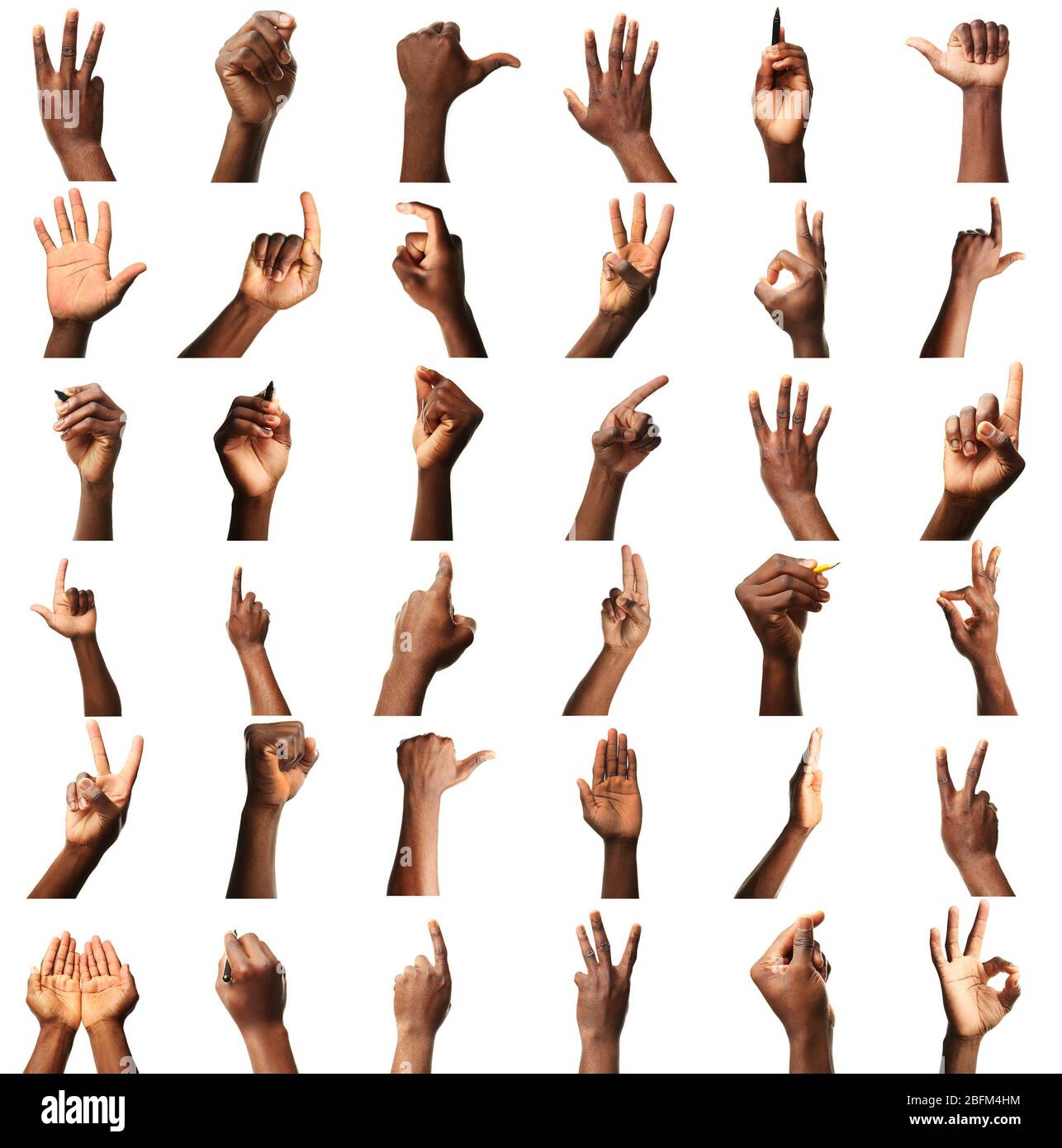 Set of male hands gestures, isolated on white Stock Photo - Alamy