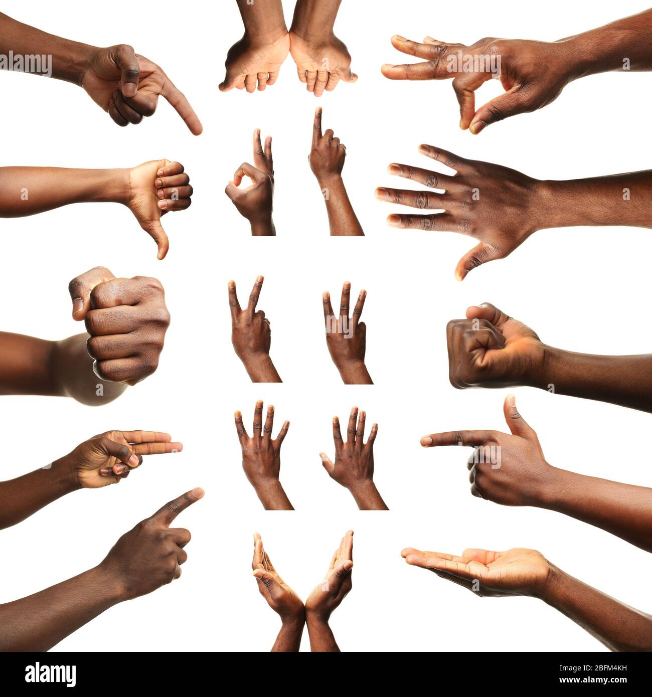 Set of male hands gestures, isolated on white Stock Photo - Alamy