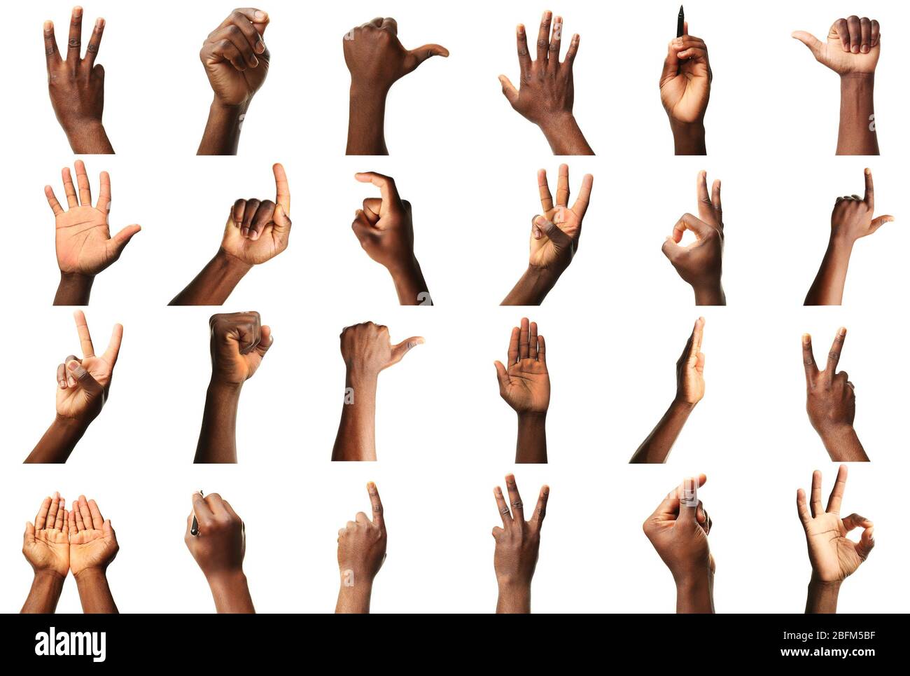 Set of male hands gestures, isolated on white Stock Photo - Alamy