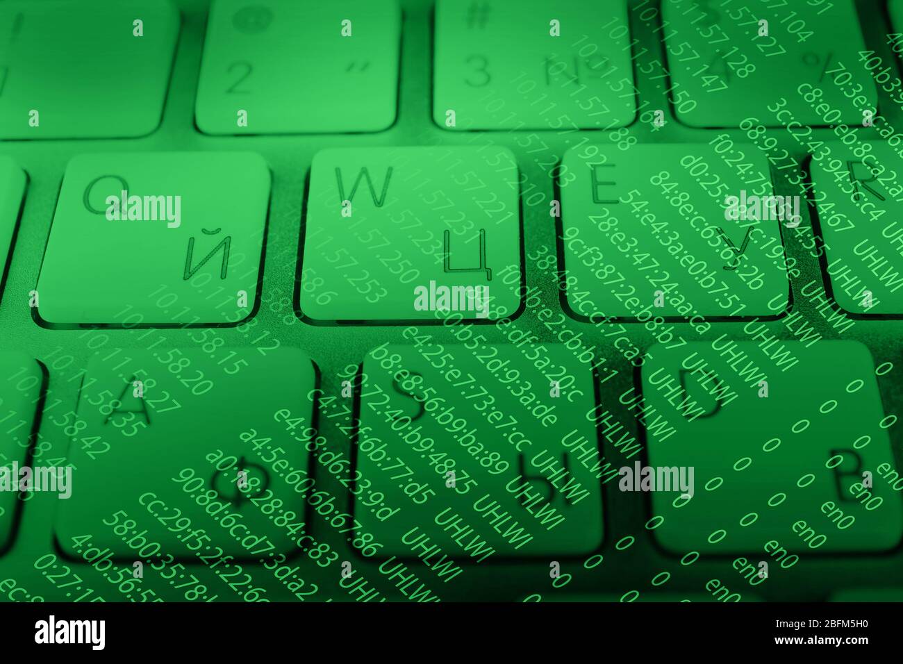Computer keyboard with program code Stock Photo - Alamy