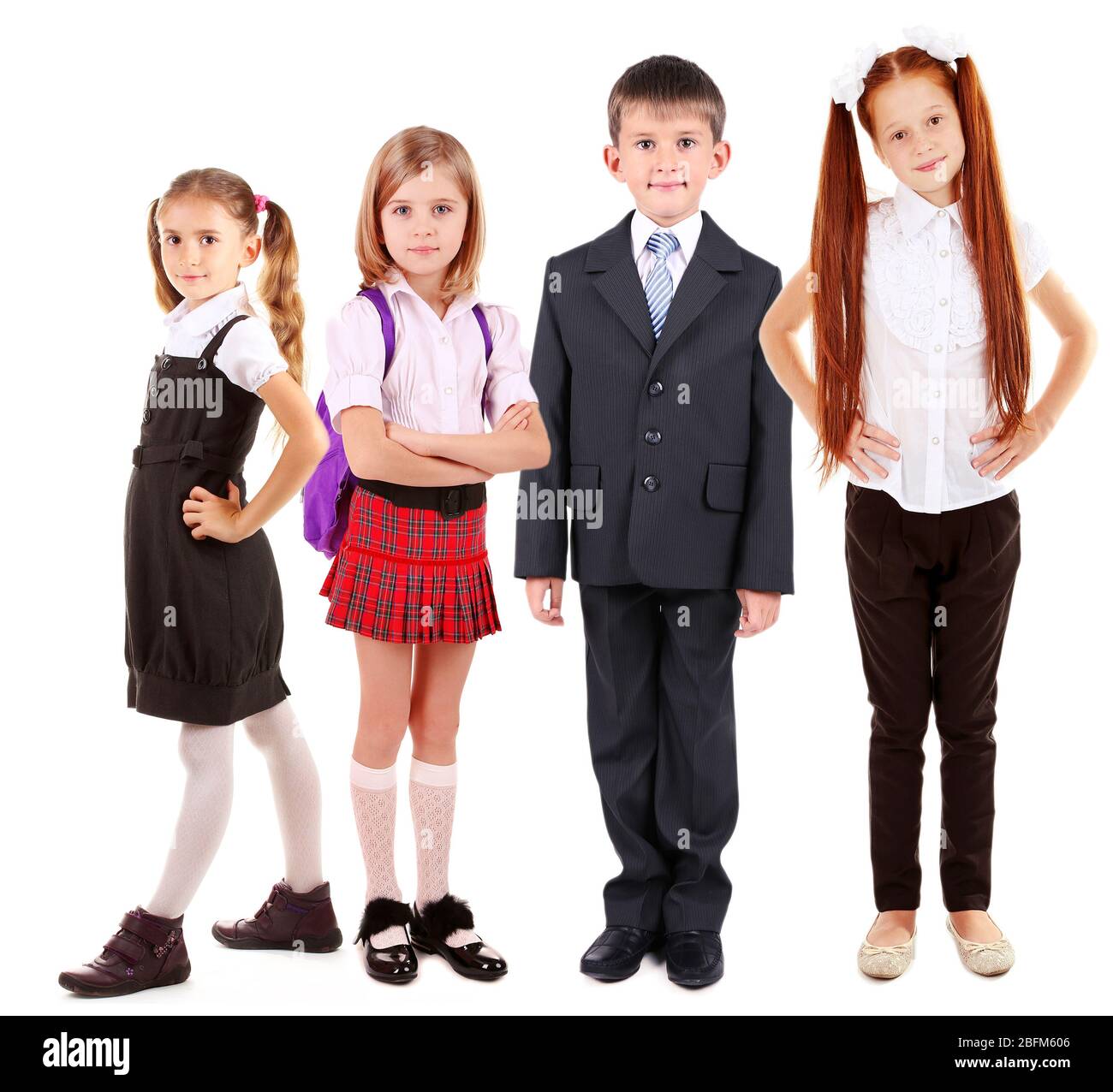 Cute happy schoolchild, isolated on white Stock Photo - Alamy