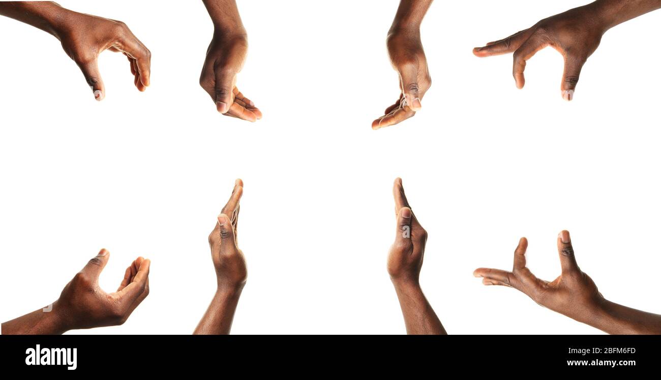 Set of male hands gestures, isolated on white Stock Photo - Alamy