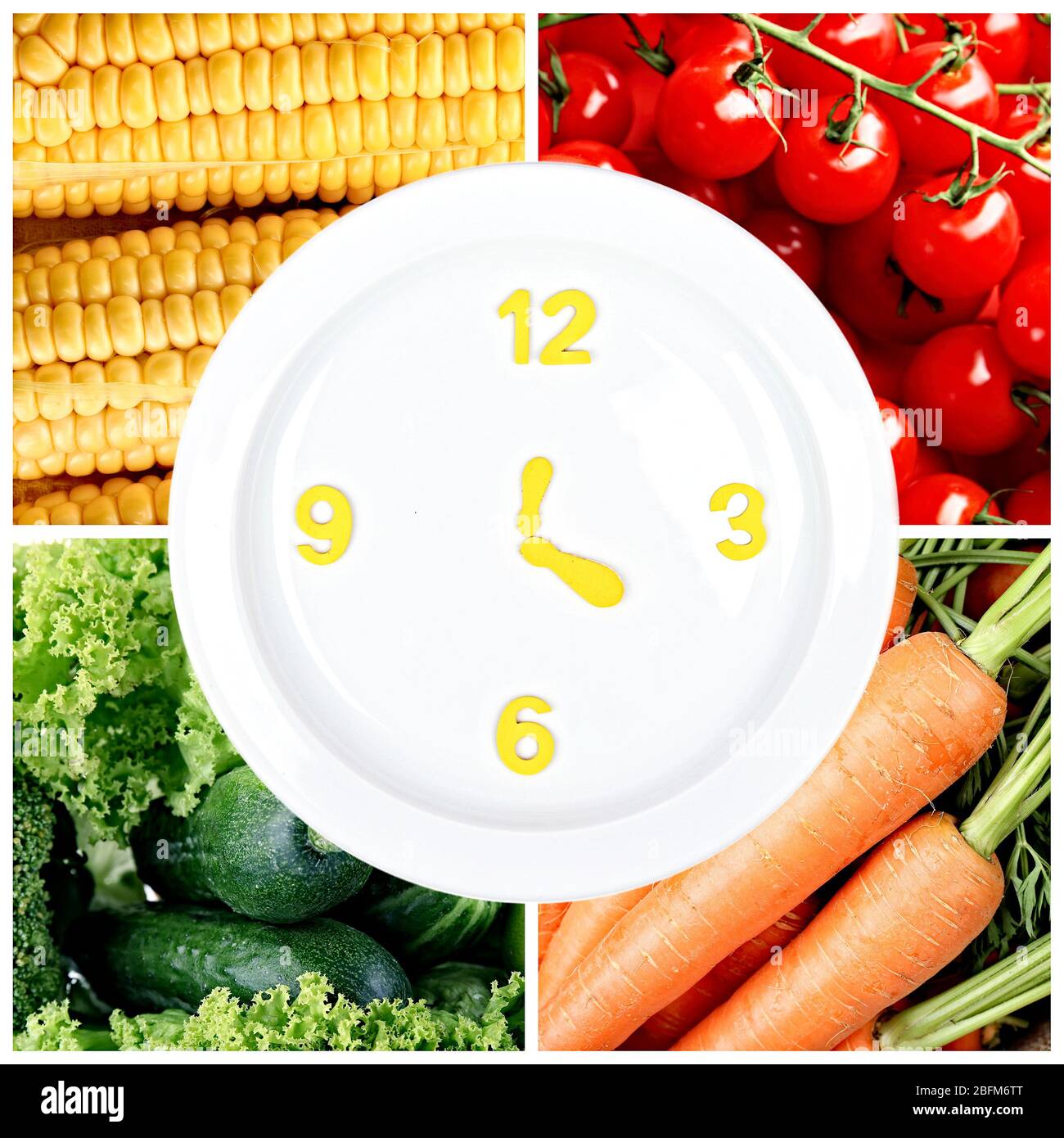 Food clock. Healthy food concept Stock Photo - Alamy