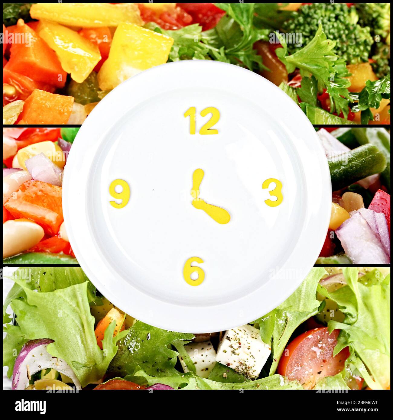Food clock. Healthy food concept Stock Photo - Alamy