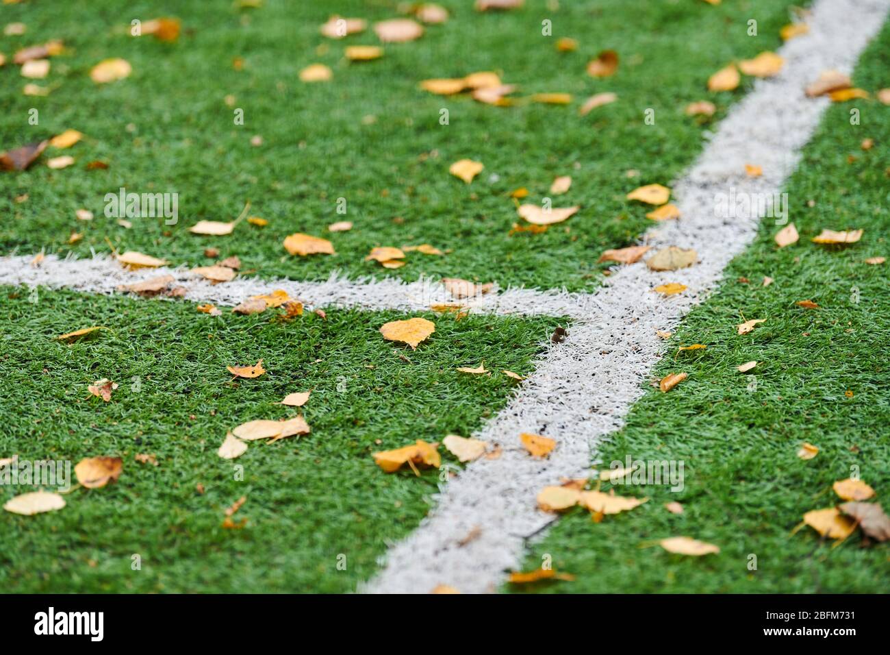 Artificial grass, sports field cover with marking. Artificial turf used ...