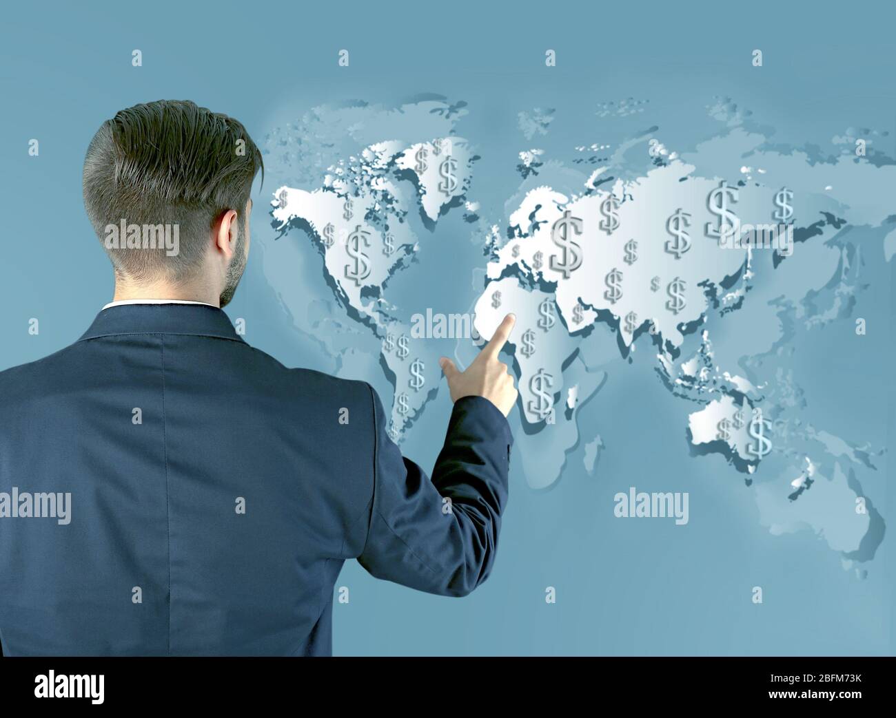 Business success strategy concept. Businessman in suit introduce ...