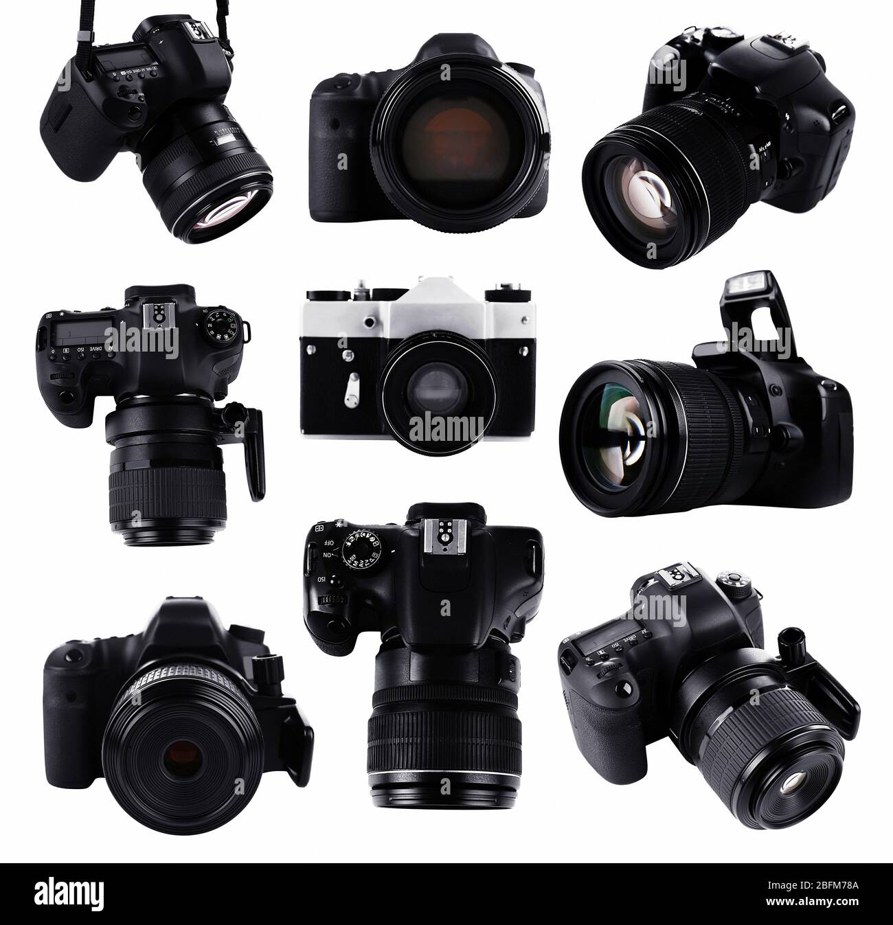 Digital photo cameras isolated on white Stock Photo - Alamy