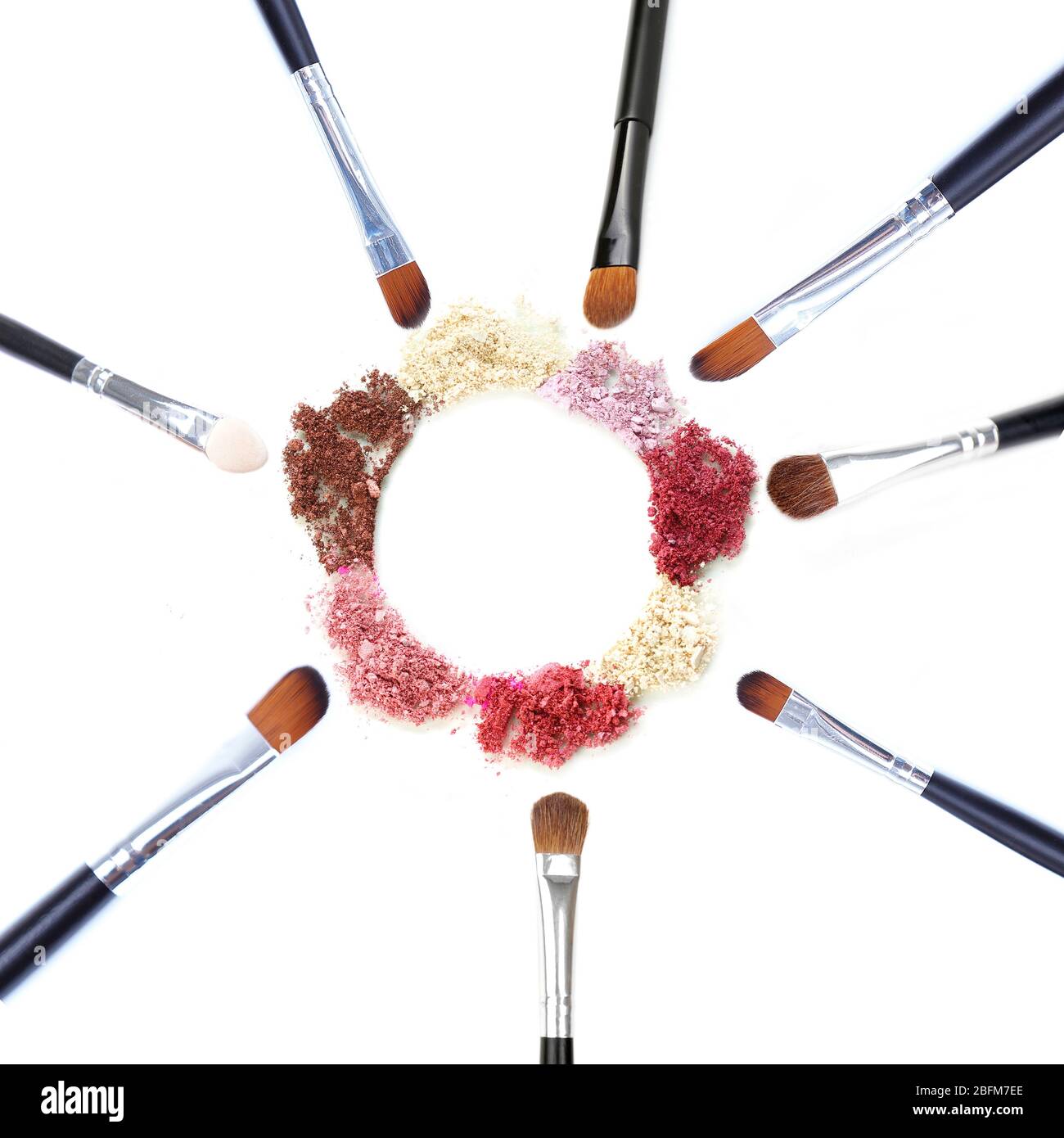 Different makeup brushes isolated on white Stock Photo - Alamy