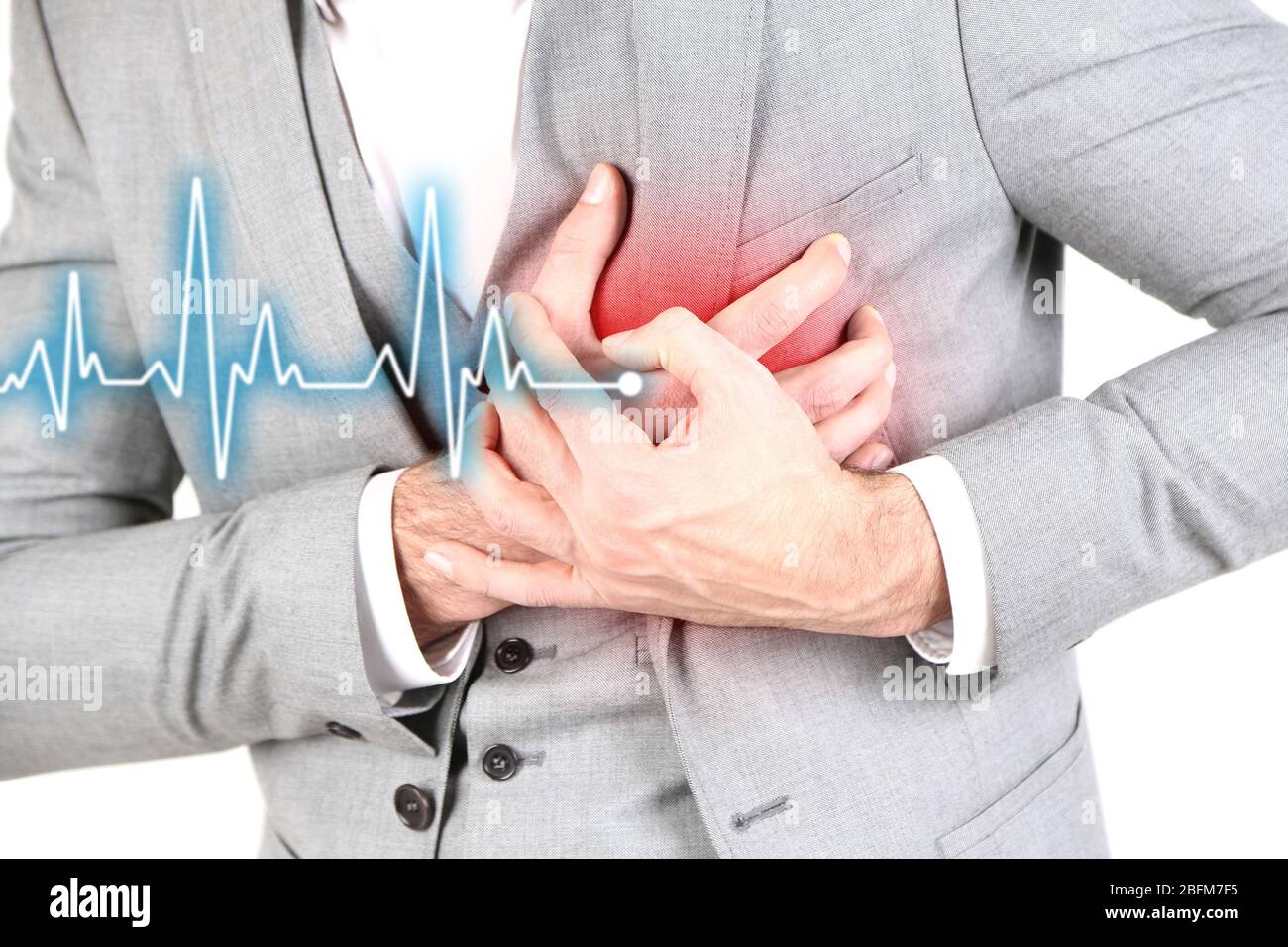 Man having chest pain - heart attack, close up Stock Photo - Alamy
