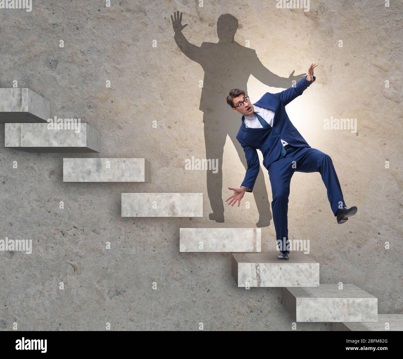 The businessman and his shadow in business concept Stock Photo - Alamy