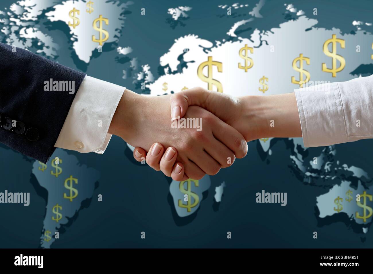 Business success strategy concept.Business handshake on world map ...