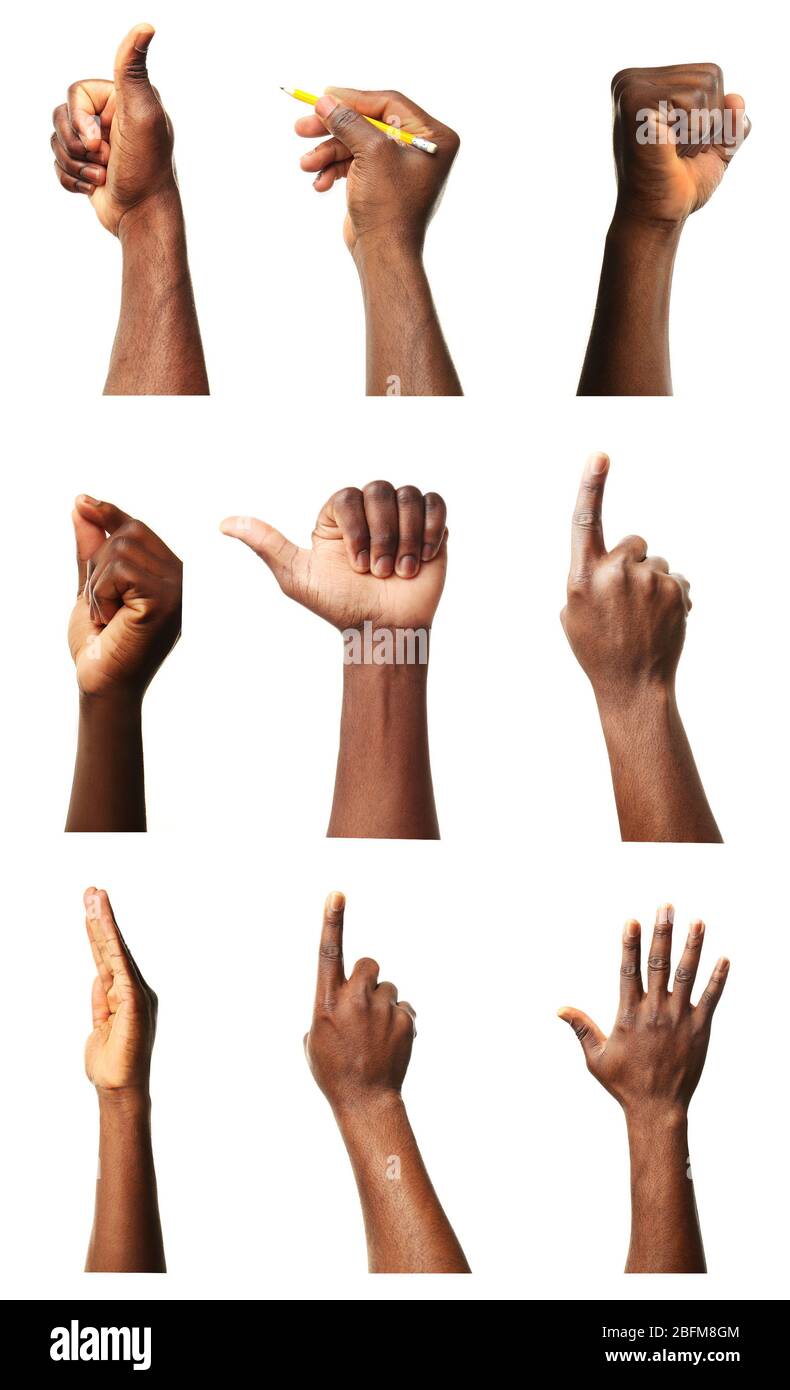 Set of male hands gestures, isolated on white Stock Photo - Alamy