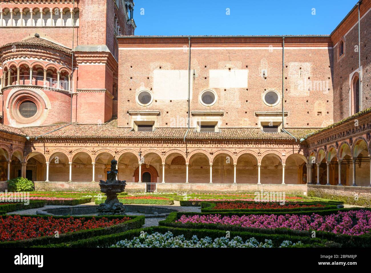 Abbey church, Certosa di Pavia monastery. internal cloister of the ...