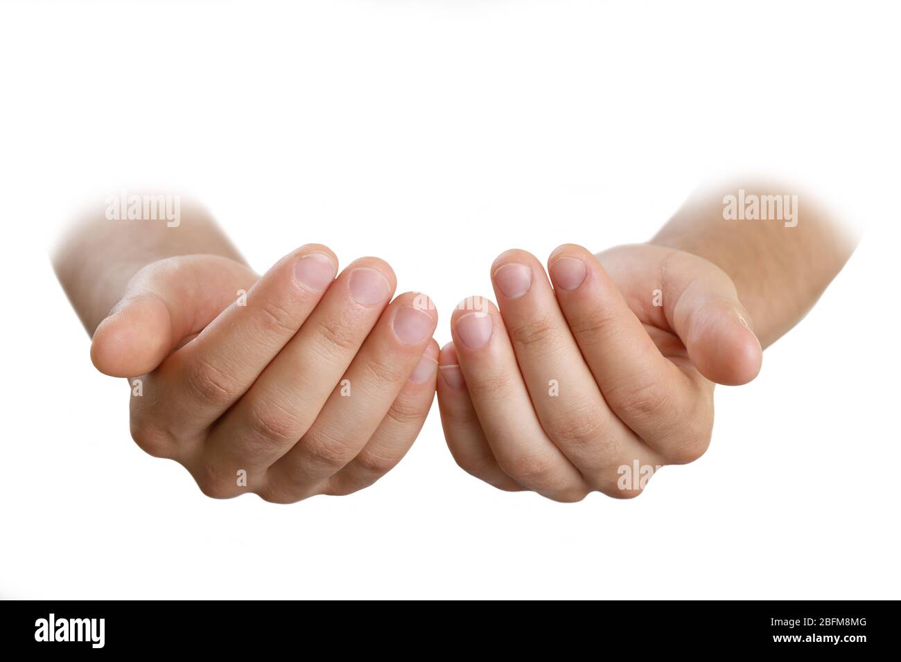 Empty male hands, isolated on white Stock Photo - Alamy