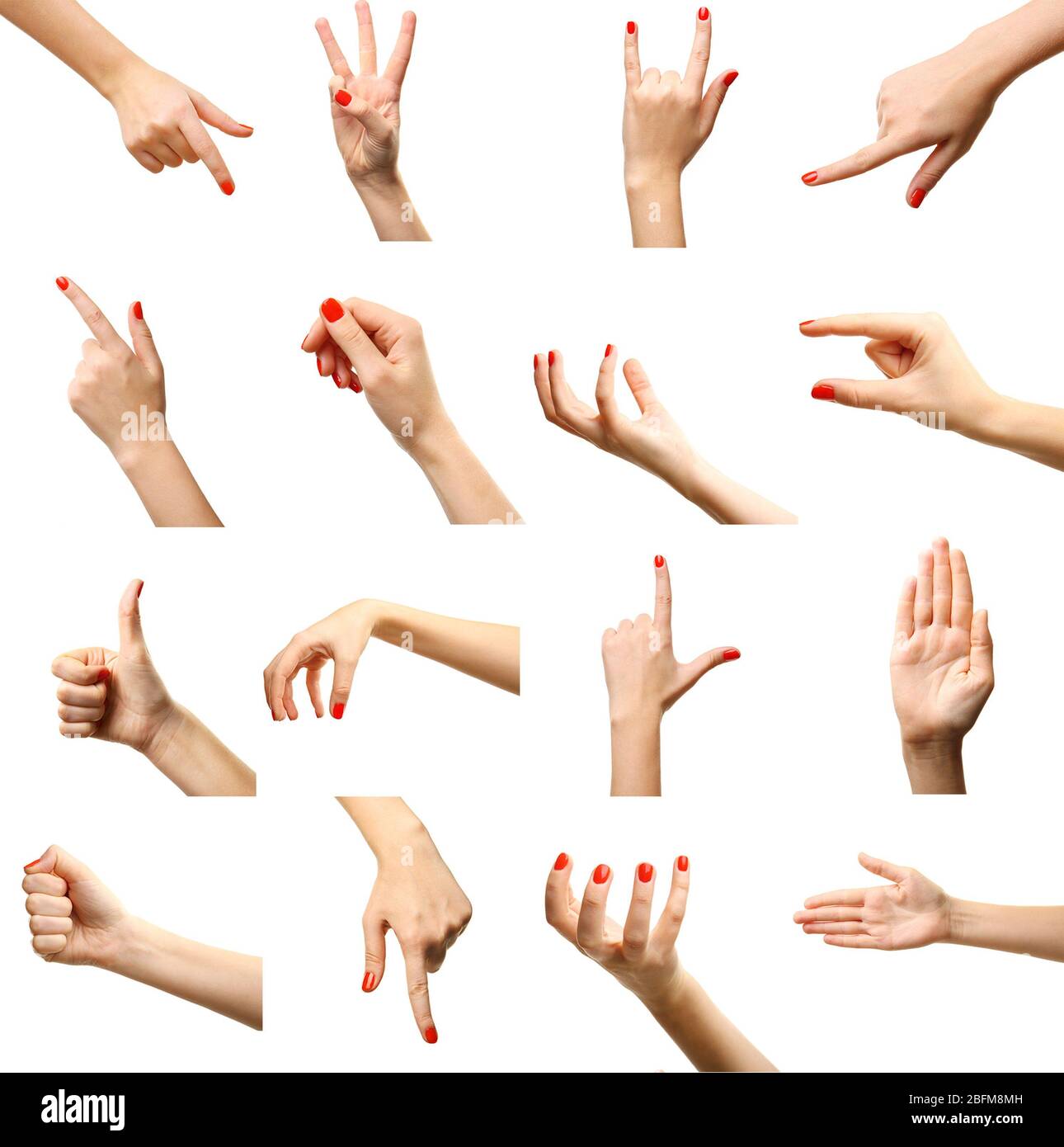 Set of female hands gestures, isolated on white Stock Photo - Alamy