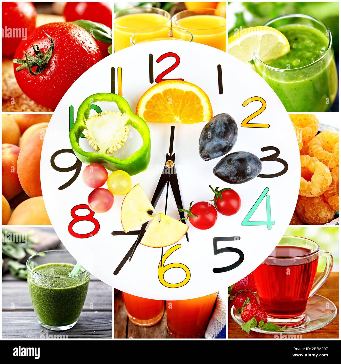 Food clock. Healthy food concept Stock Photo - Alamy