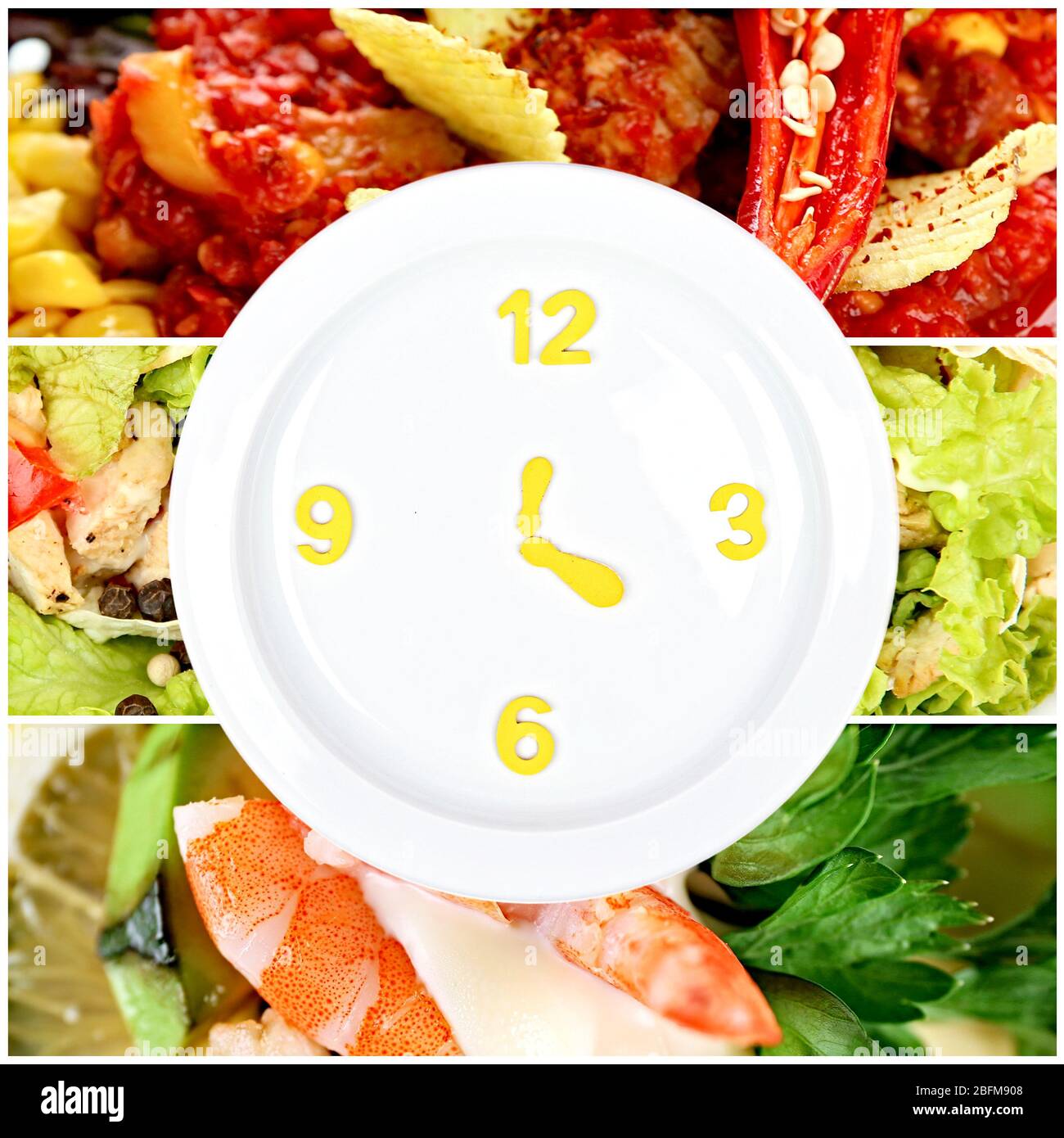 Food clock. Healthy food concept Stock Photo - Alamy