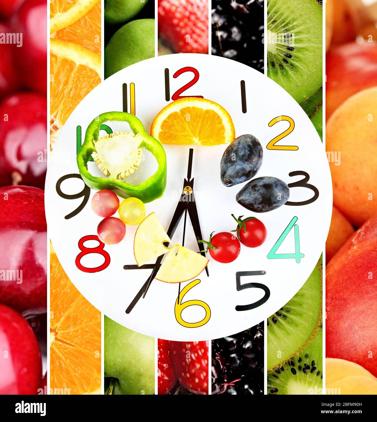 Food clock. Healthy food concept Stock Photo - Alamy