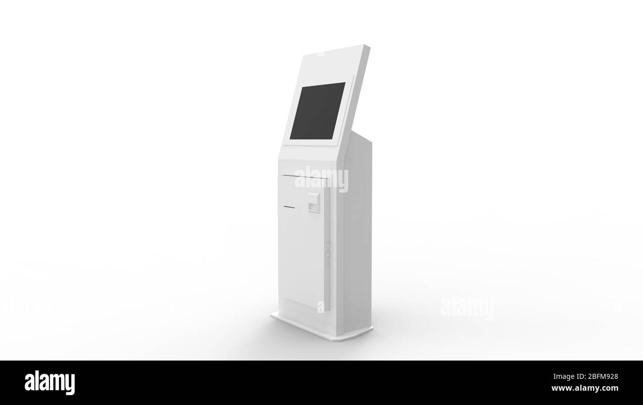3D rendering of a pos terminal payment machine screen display isolated ...