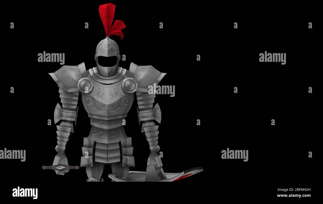 3D rendering of a knight cartoon illustration model man cute isolated ...