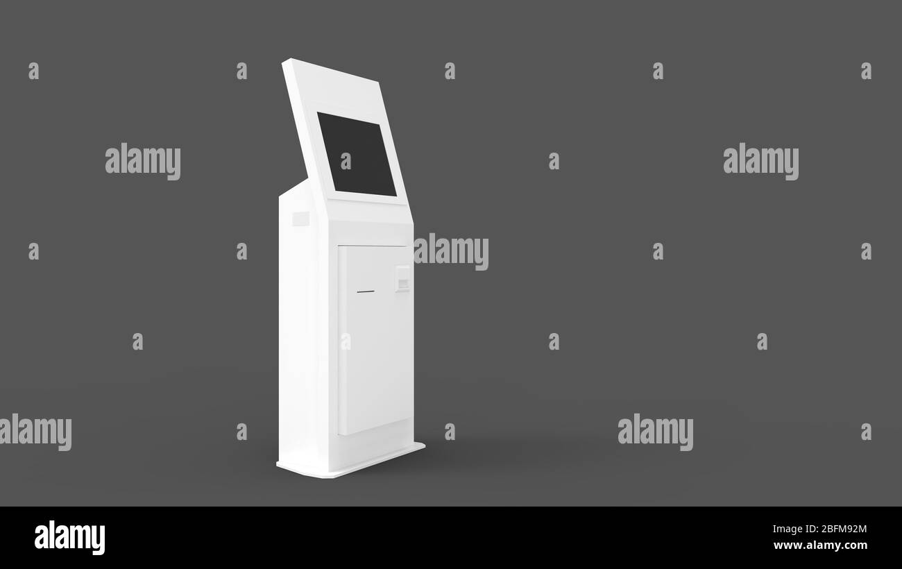 3D rendering of a pos terminal payment machine screen display isolated ...