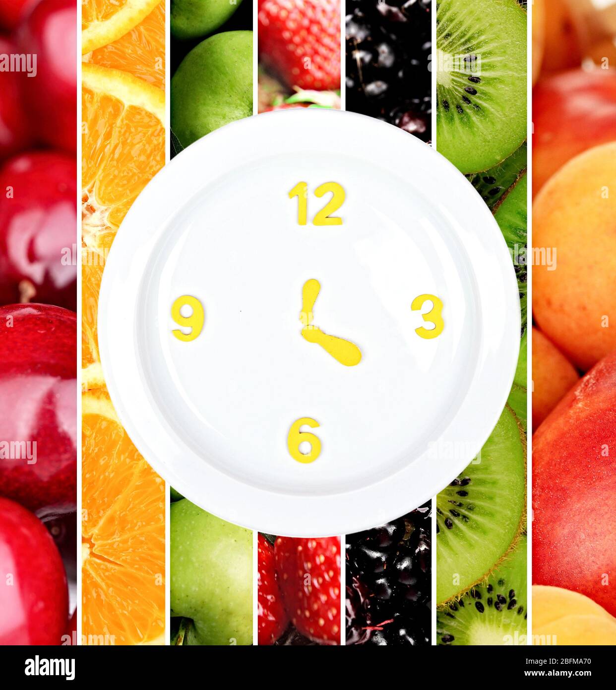 Food clock. Healthy food concept Stock Photo - Alamy