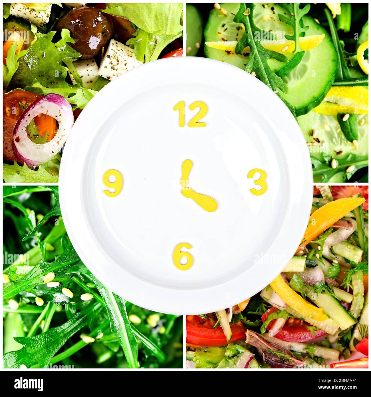 Food clock. Healthy food concept Stock Photo - Alamy