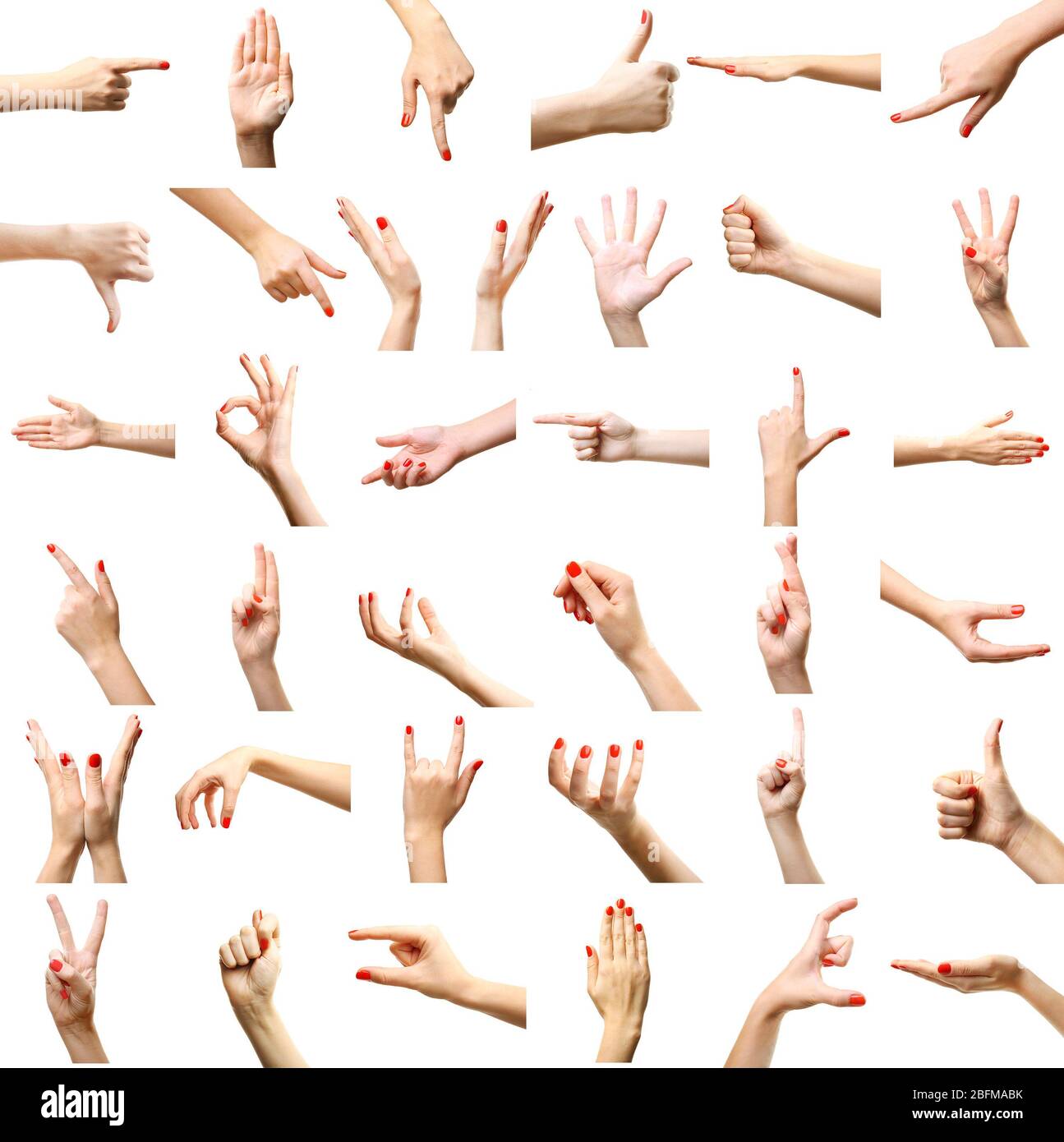 Set of female hands gestures, isolated on white Stock Photo - Alamy