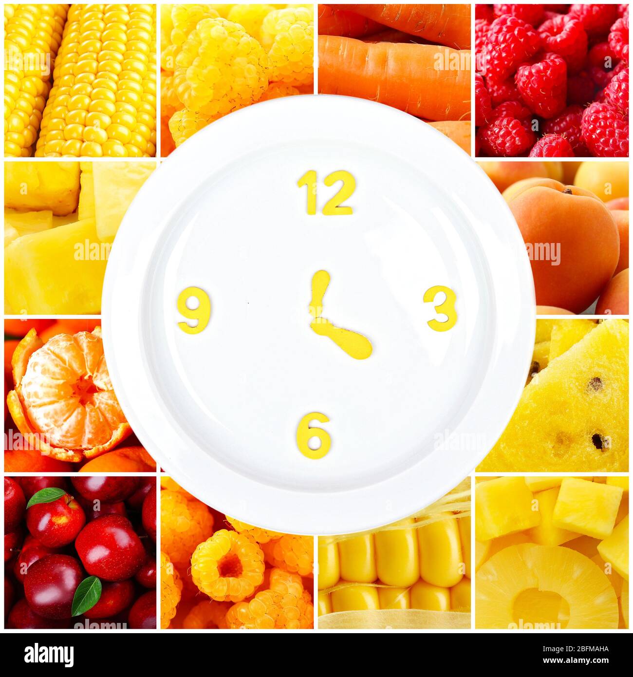 Food clock. Healthy food concept Stock Photo - Alamy