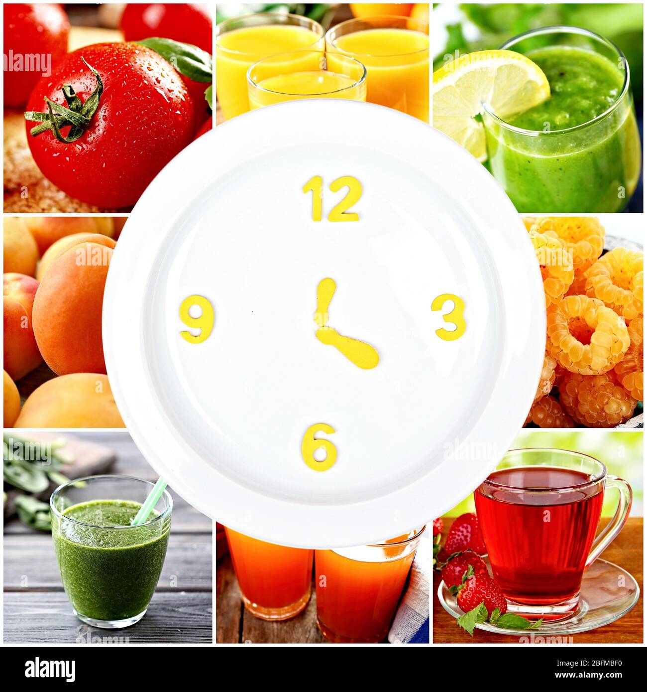 Food clock. Healthy food concept Stock Photo - Alamy